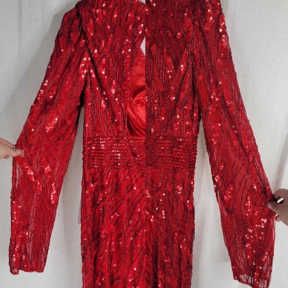 Mac Duggal | Dresses | Mac Duggal Size 6 Open Back Blood Red Beaded ...